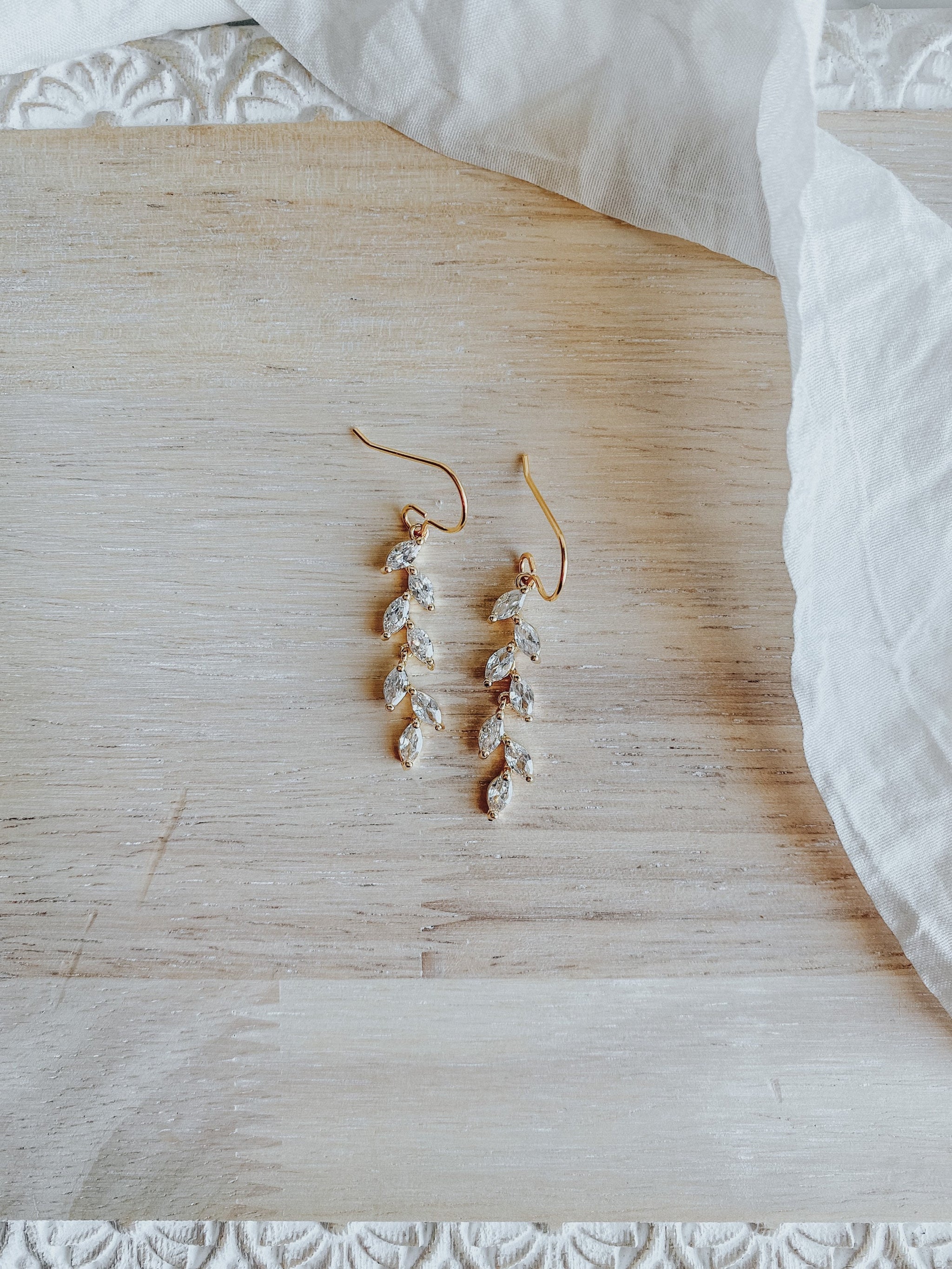 Ivy - Gold Bridal Leaf Earrings | Clay & Fern Co.